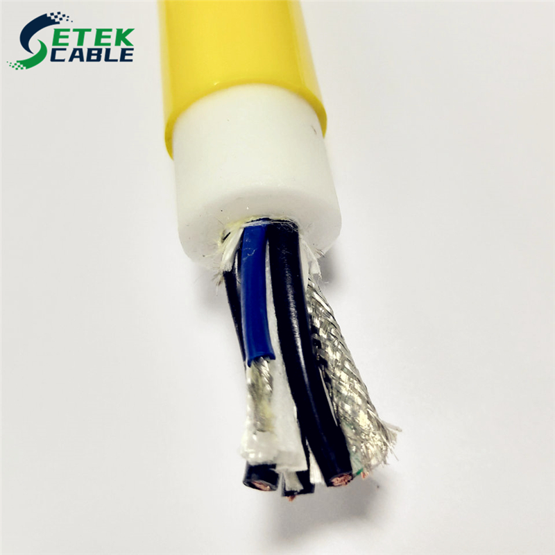 ROV cable power leads with optic fiber