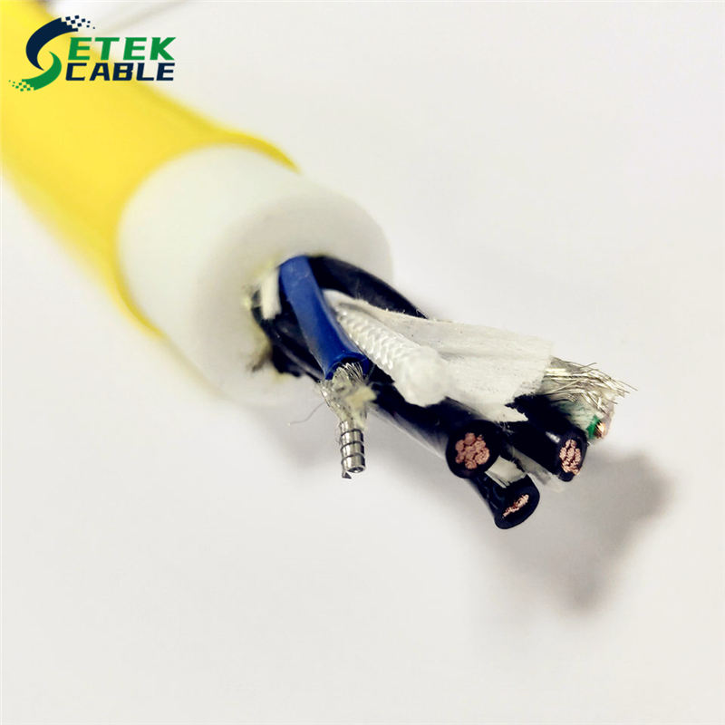 ROV cable power leads with optic fiber