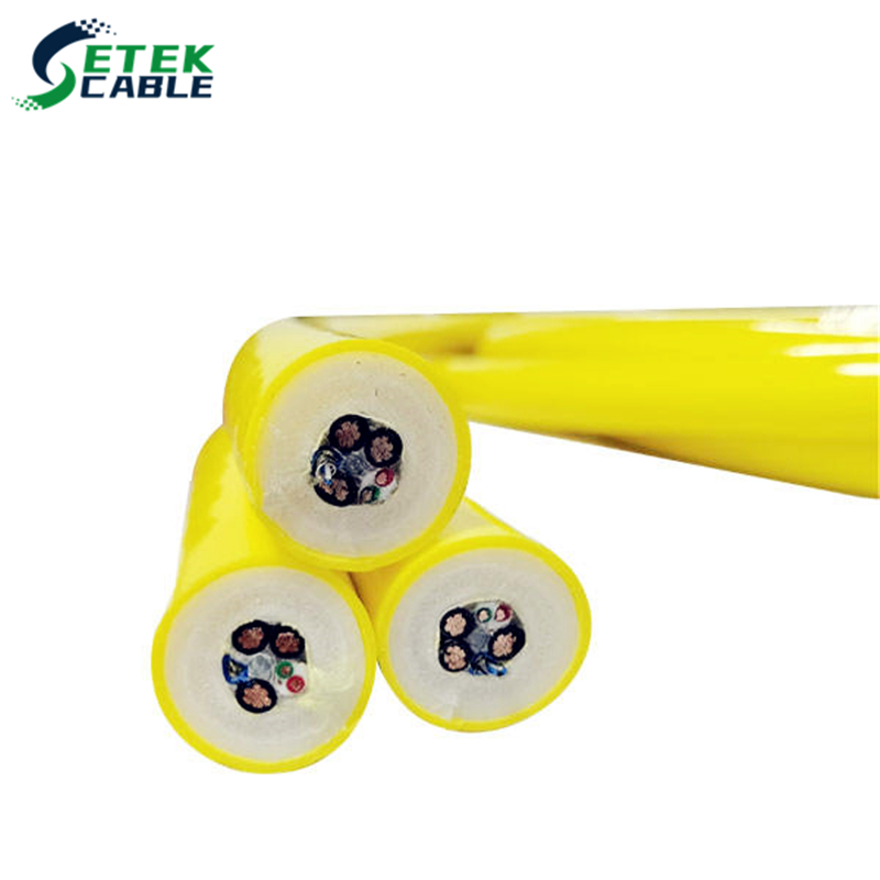 ROV cable power leads with optic fiber